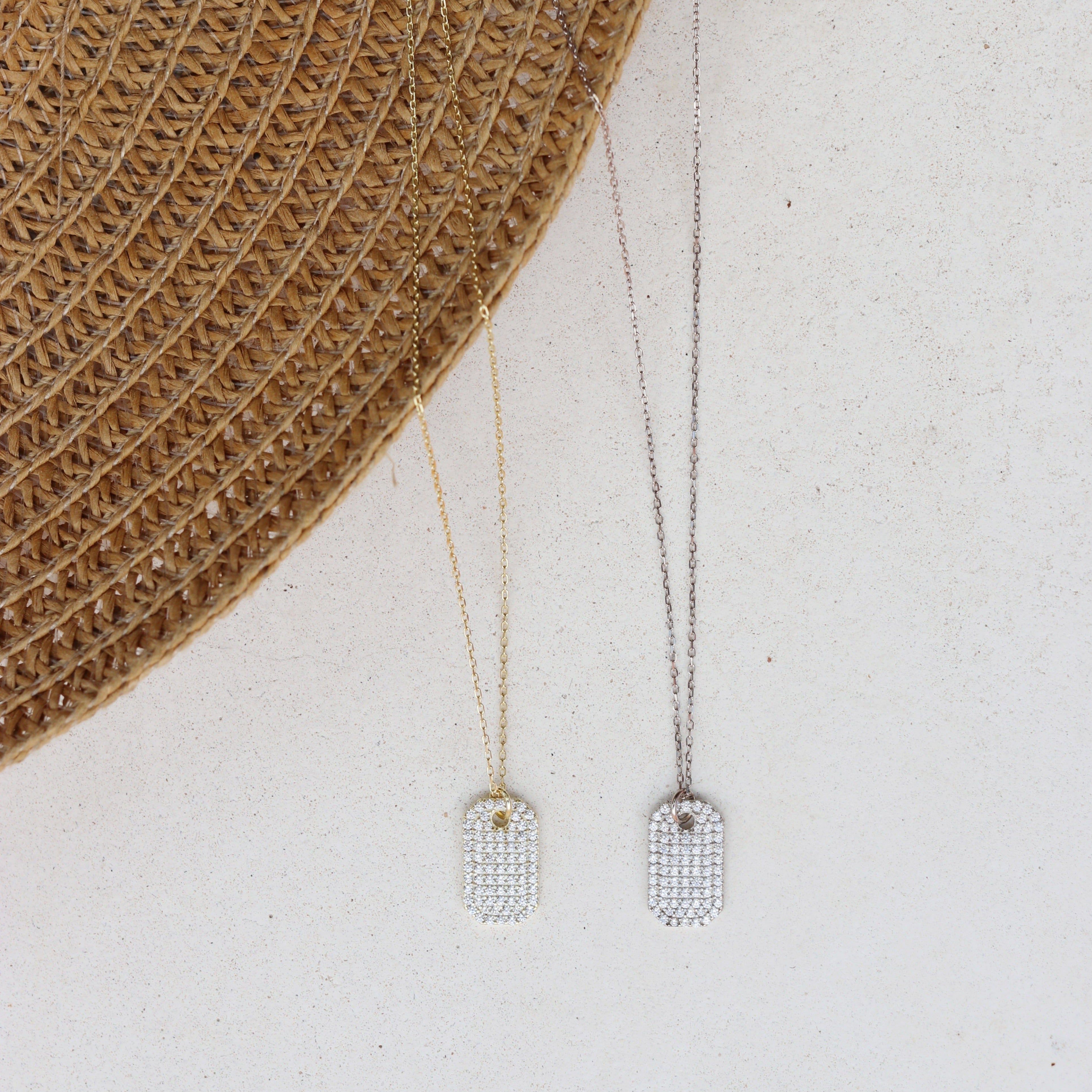 Pave Necklace Rectangle – DIVANA PARAGUAY